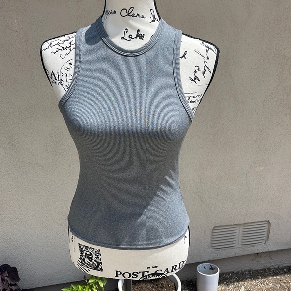 Tops | Bnip Gray Ribbed Tank | Poshmark